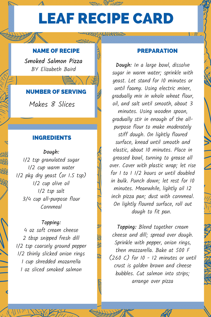 LEAF Recipe Card: Smoked Salmon Pizza - LEAF